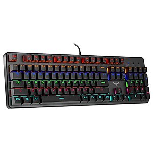 HAVIT LED Backlit Wired Mechanical Gaming Keyboard with Blue Switches,Black