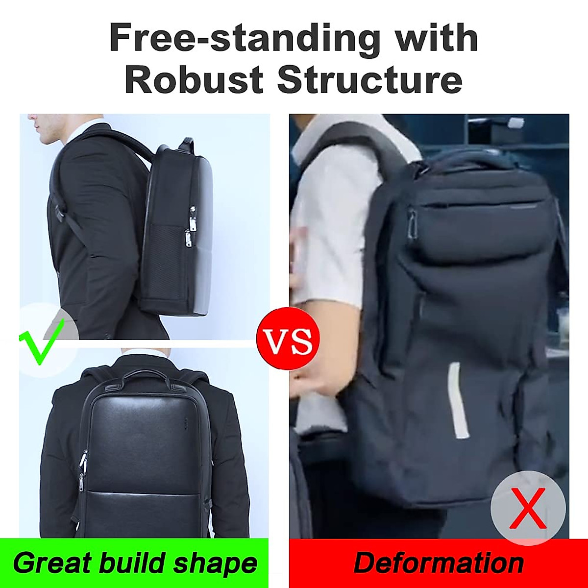 BOPAI Anti-Theft Business Backpack 15.6 Inch Laptop Water-Resistant with USB Port Charging Travel Backpack Anti-Glare Functional Rucksack Light-Weight Backpack for Men (15.6 inch, Black)