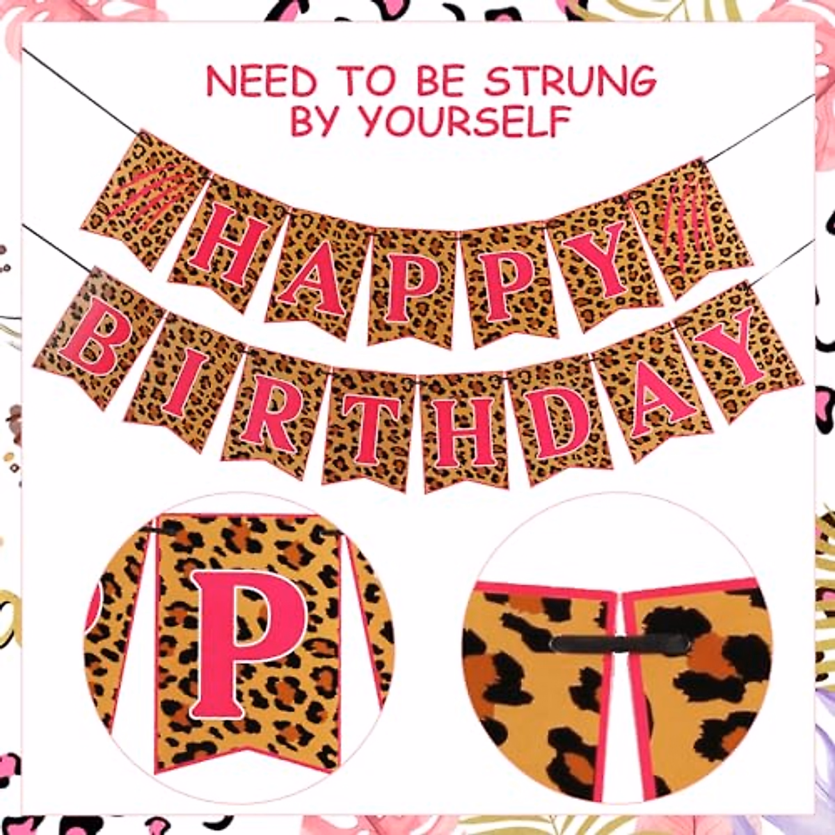 kreat4joy Cheetah Print Birthday Decorations Girl, Cheetah Happy Birthday Decorations Backdrop Banner Cake Topper, Cheetah Print Balloons Leopard for Safari Jungle Animal Cheetah Supplies