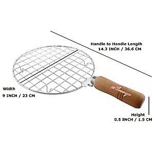 Satre Online And Marketing Stainless Steel Wire Roaster,Wooden Handle Round with Roasting Net,Roasting Net,Round Roasting Net,Papad Jali,Roti Jali,Roaster