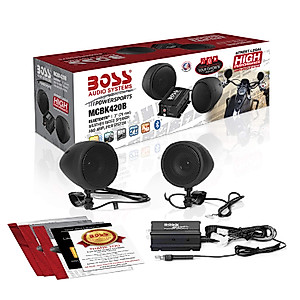 BOSS Audio Systems MCBK420B Bluetooth Speaker System - Class D Compact Amplifier, 3 Inch Weatherproof Speakers, Volume Control, Great for Use with ATVs/Motorcycles, 12 Volt Vehicles