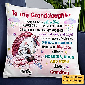 NAZENTI Personalized Granddaughter Grandson Pillow - Custom Grandchildren Pillow, to My Granddaughter Gift Form Grandma Grandpa, Animal Hug Pillow, Daugter Son Birthday, DS27