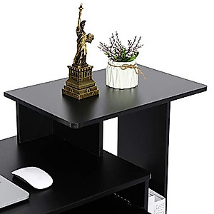 ZenStyle Computer Desk with Shelves 39" Home Office Writing Study Laptop Table Multipurpose Workstation with Keyboard Tray, CPU Storage and Non-Woven Bin, Brown