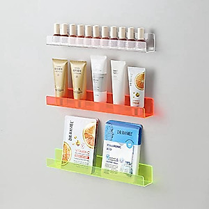 ZHENSHUN15-inch Acrylic Floating Shelf for Transparent Wall frame-4-pack Invisible Shelf-Jansburg 2mm Thick-Advanced Wall Frame-Living Room Display Organizer (Fluorescent Green)