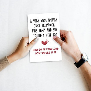 Ziwenhu Greeting Card, Funny Coworker Leaving, Congratulations Farewell Gifts for Women, Premium Quality, Blank Inside, 8 x 5.3 inches, Red Envelope