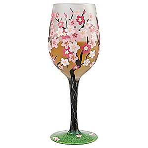 Enesco Designs by Lolita Cherry Blossom Artisan Wine Glass, 15 Ounce, Multicolor,6007483