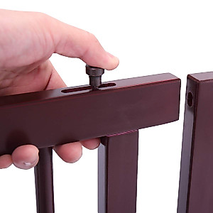 Pet Gate Wooden Dog Gate for Doorways, Stairs or House – Freestanding, Folding, Accordion Style, Wooden Indoor Dog Fence (24inch Height, Coffee Brown)