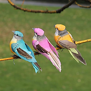 MAOMIA 12pcs Artificial Simulation Foam Bird Mini Feather Birds Ornaments DIY Craft for Home Garden Wedding Decoration Party Accessories