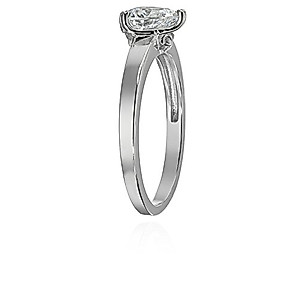 Amazon Collection Platinum-Plated Silver Heart-Shape (1.5 cttw) Solitaire Ring made with Infinite Elements Cubic Zirconia, Size 6