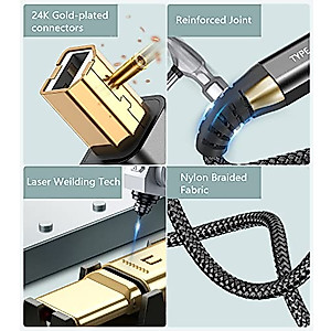 2-in-1 USB-A/C to USB-B Printer Cable 6.6FT, USB C MIDI Cable Nylon Braid High-Speed Printer Cord for MacBook Pro/Air,Digital Piano MIDI Controller,HP Canon Dell Epson Brother Samsung-Black