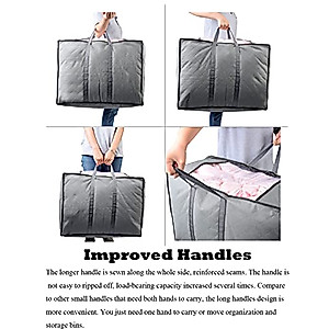 ROYTXT Fabric Organization and Storage Bins Containers Clothes Foldable Box with Handle Zipper Lids Comforters Blanket Cube Bags Dorm Room College Essentials Bedding Closet Bedroom 3 Pack, 81L, Grey