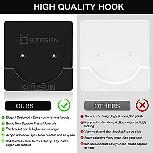 Shower Curtain Rod Holder for Wall - Adhesive Tension Rod Retainer Brackets with Sticky Tape for Quick Stick on and Stainless Steel Screws for Drilling Installation (Black)