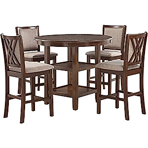 New Classic Furniture Amy 5-Piece Counter Dining Table Set, Cherry