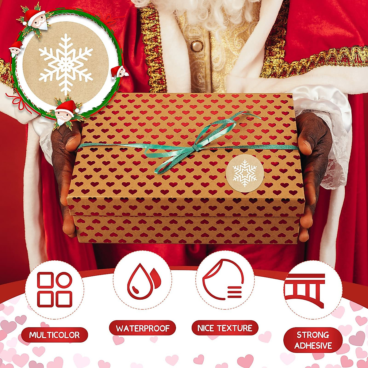 1000 Pieces 1.5 Inch Snowflake Stickers Christmas Envelope Seal Holiday Stickers Xmas Snowflake Seals Round Christmas Sticker Envelope Seal Decals for Christmas Winter Party Decor, 8 Styles