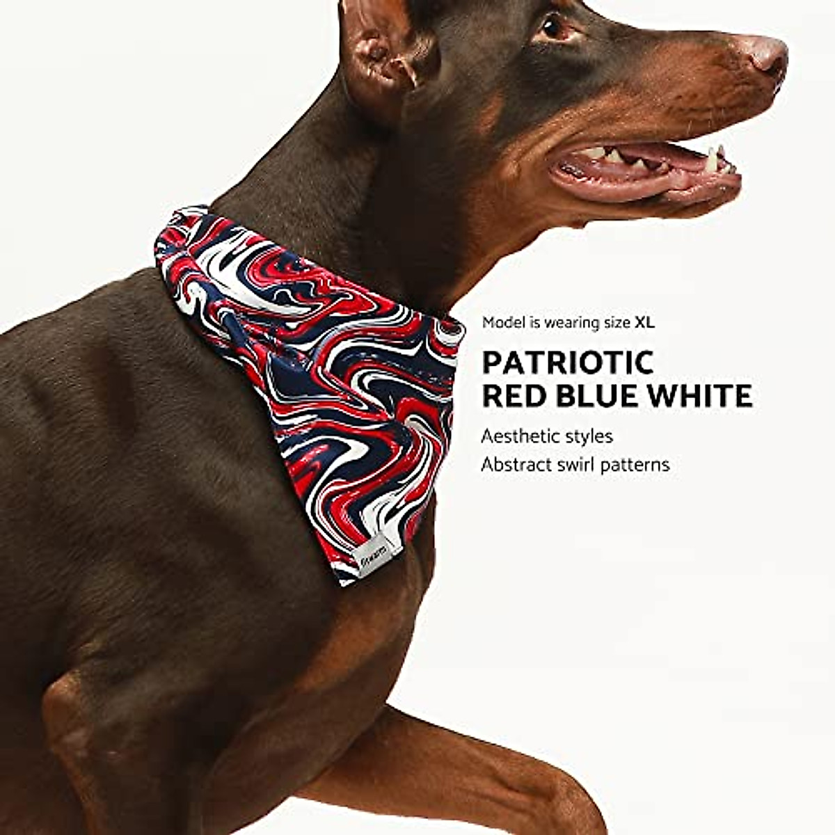 Fitwarm Oh My Stars 2 Pack Reversible Dog Bandana, 4th of July Dog Triangle Bibs Scarf for Medium Dogs Boy Girl, Cat Kerchief, Red Blue White, Medium