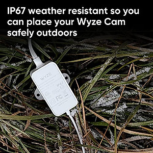 WYZE Cam Pan v3 Indoor/Outdoor 1080p Pan/Tilt/Zoom Wi-Fi Smart Home Security Camera with Color Night Vision, 2-Way Audio, Compatible with Alexa & Google Assistant, White + Outdoor Power Adapter