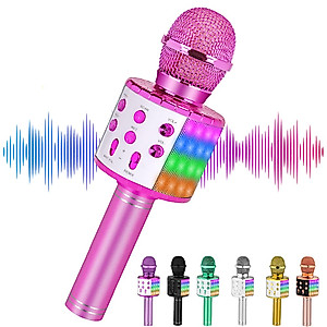 Bluetooth Karaoke Microphone for Kids Adults: Professional Wireless Karaoke Mic for Singing| Portable Handheld Noise Cancelling Bluetooth Microphone Karaoke Machine with Led Lights