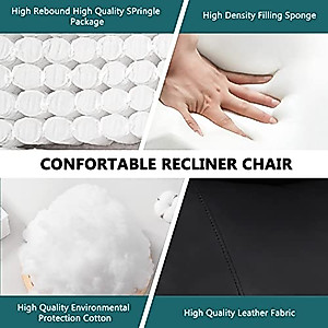 Sweetcrispy Living Room Adjustable Theater Padded Seat Cusion & Backrest Winback Single Sofa Modern Recliner Bedroom Chair for Adults, Black