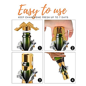 Champagne stoppers - Professional Sparkling Wine stopper, Silicone sealed Leak proof Champagne bottle cork, Suitable for all standard wine bottle size - Plug Built-In pressure pump