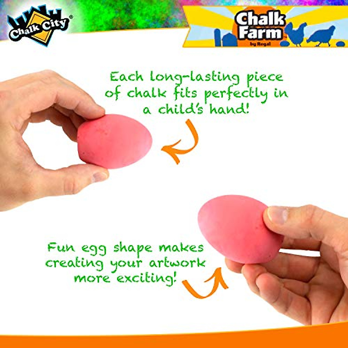 Regal Games Sidewalk Egg Chalk Glitter, Neon, Tie Dye, or Original Chalks (Regular)