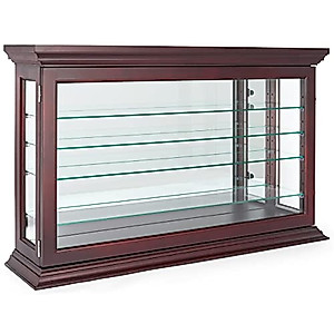 Displays2go 34" Countertop/Wall Mount Display Case, Adjustable Shelves, Locking - Mahogany (DCC3422MH2)