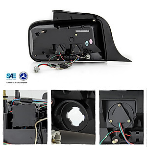 AKKON - Fits 2005-2009 Ford Mustang LED [White Tube] Black Tail Lamp Brake Lights w/Sequential Signal Pair Left + Right