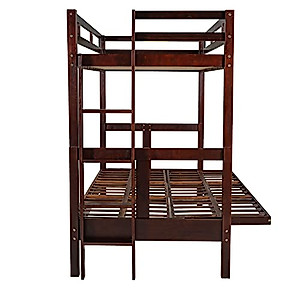 Harper & Bright Designs Twin Over Futon/Full Bunk Bed Convertible Wooden Bunk Beds Couch and Bed for Kids Boys Girl Adults Teens Dorm, No Box Spring Needed (Espresso)