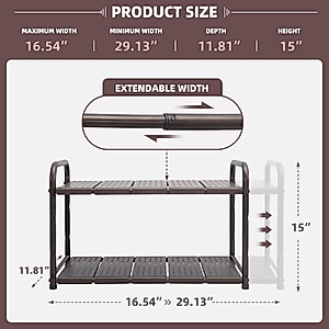 STORAGE MANIAC Under Sink 2 Tier Expandable (Width & Height) Shelf Organizer, Under Sink Organizer and Storage with 10 Removable Steel Panels for Kitchen, Bathroom - from 18.5 to 30 Inches, Bronze