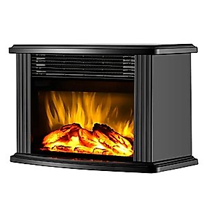 DONYER POWER 14" Mini Electric Fireplace Tabletop Portable Heater, 1500W, Black Metal Frame,Room Heater,Space Heater