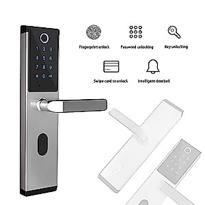 RFID Card Apartment Anti-Theft Fingerprint Password Induction Lock+Card (Left Pull, Silver)