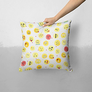 iiRov The All Over Emoji Pattern - Custom Decorative Home Decor Indoor or Outdoor Throw Pillow Cover for Sofa, Bed or Couch Cushion (Pillow CASE Cover ONLY)