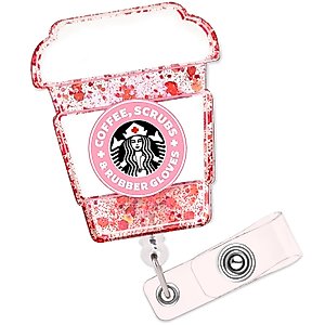 Badge Reel Retractable for Nurses, Cute ID Badge Holder with Alligator Clip for Students (Pink-1pc)