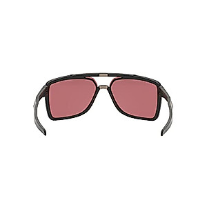 Oakley Men's OO9147 Castel Rectangular Sunglasses, Matte Black/Prizm Dark Golf, 63 mm