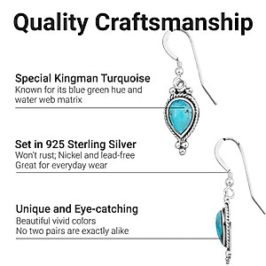 Shop LC Turquoise Dangle Earrings - Western Dangling Earrings in 925 Sterling Silver for Women - Handmade Orange Spiny Oyster & Blue Green Turquoise Southwestern Drop EarringsJewelry Birthday Gifts