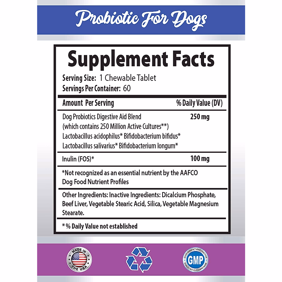 PET SUPPLEMENTS probiotics for Dogs Digestive and Joints - PROBIOTICS for Dogs - Healthy Gut - Stop Gas Diarrhea and Bad Breath - Digestive Boost - Dog probiotics enzymes - 3 Bottles (180 Treats)