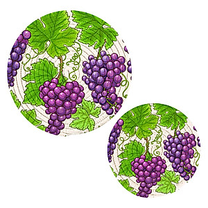 Beautiful Grapes Pot Holders Set Trivet Grape Leaf Purple Hot Pads Potholder Cotton for Kitchen Weave Pot Mat Cooking Baking Decor Home