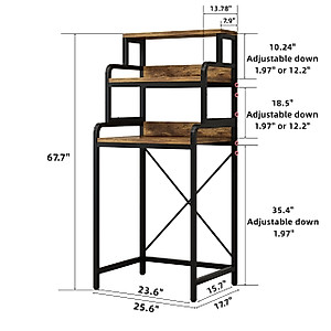 4-Tier Kitchen Bread Rack, Mini Fridge Stand Shelf, Double-Purpose Rack, Free Standing Kitchen Storage Shelf Rack, Microwave Oven Stand with Storage, Kitchen Baker's Rack for Spices, Pots and Pans
