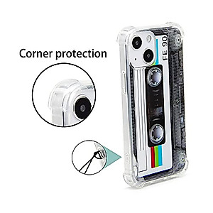 FAteamll Case for iPhone 13 Mini, Matte Finish Heavy Duty Soft Back Cover with Reinforced Corners TPU Soft Bumper Retro Cassette Tape Case Compatible with iPhone 13 Mini 5.4 Inch