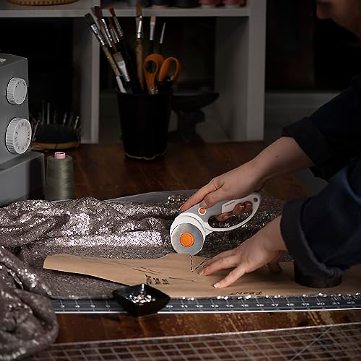 Fiskars 60mm Rotary Cutter for Fabric - Titanium Rotary Cutter Blade - Craft Supplies - Crafts, Sewing, and Quilting Projects - White