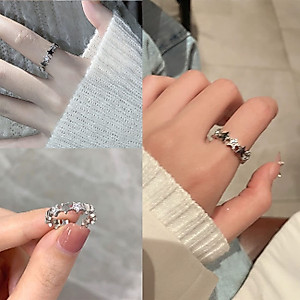 OTEEGX 7PCS Y2k Rings Set for Women Cute Star Ring Y2K Heart Jewelry Cross Ring Y2K Fashion Aesthetic Accessories Grunge. (7PCS Rings)