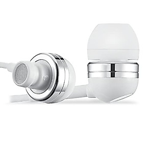 Betron RK300 in Ear Headphones Earphones Wired with Noise Isolating Earbuds Tangle Free Cord Lightweight Carry Case Soft Ear Buds 3.5mm Plug (White)