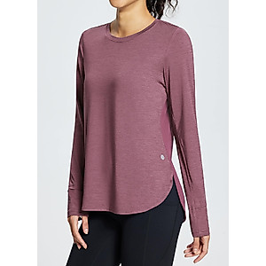 baleaf Women's Long Sleeve Running Shirts Workout Athletic Tops Quick Dry Lightweight UPF 50+ Purple M