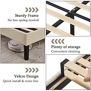 VECELO Twin Size Bed Frame Premium Leather Upholstered Platform with Height Adjustable Headboard/Mattress Foundation, Solid Wooden Slat Support, No Box Spring Needed/Easy Assembly