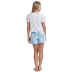 Marvel Thor: Love & Thunder Womens Women's Pajama Shirt and Shorts Sleep Set Tie Dye Blue/White Small