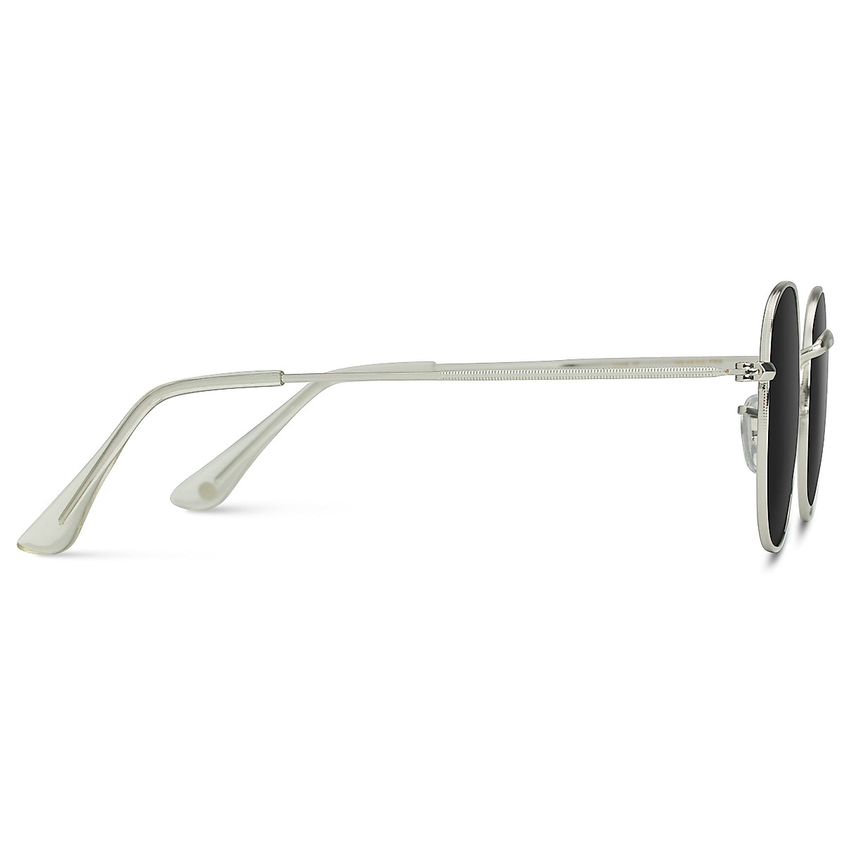 WearMe Pro - Reflective Lens Round Trendy Sunglasses (Silver Frame/Black Lens, 51)