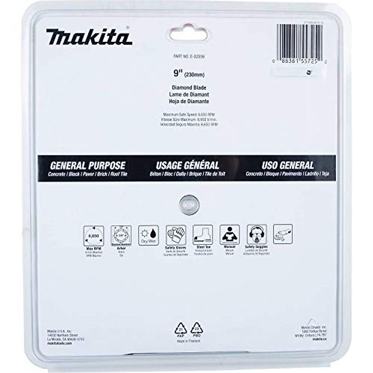 Makita E-02559 9" Diamond Blade, Turbo, General Purpose