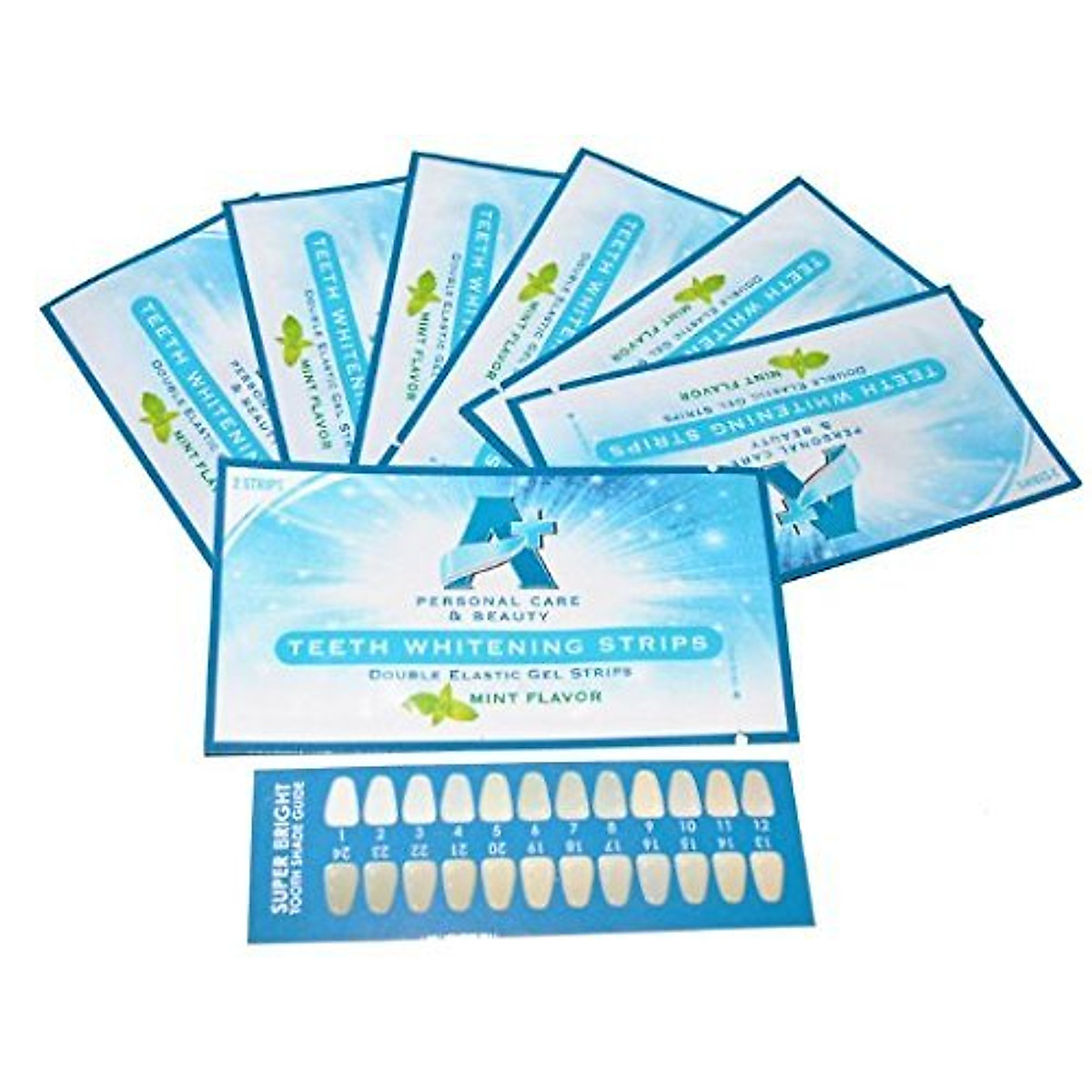 Sparkling White Professional Strength 6% HP Teeth Whitening Strips - Elastic Strips Plus Advanced Whitening Formula = Great Results! 28 Strips (14 Upper and 14 Lower) Free Teeth Shade Guide Included.
