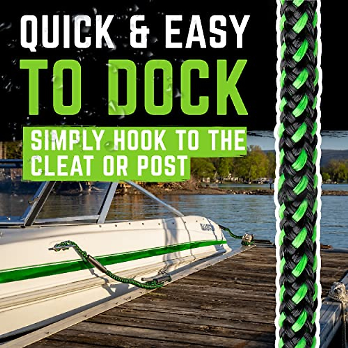 Gradient Fitness Bungee Dock Line (4' - 2 Pack) | Marine Rope Boat Dock Lines Make Docking & Boarding Easy for Jetski, Kayak, Pontoon. Boat Accessories Stretch 4'-5.5'. Mooring Boat Rope Absorbs Shock