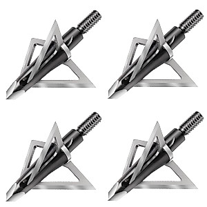 DEEPOWER 4-Pack Broadheads 100 Grain 3 Fixed Blade Broadheads 1 'Inch Cut Diameter Carbon Steel Ferrule Arrow Broadhead for Crossbows and Compound Bow