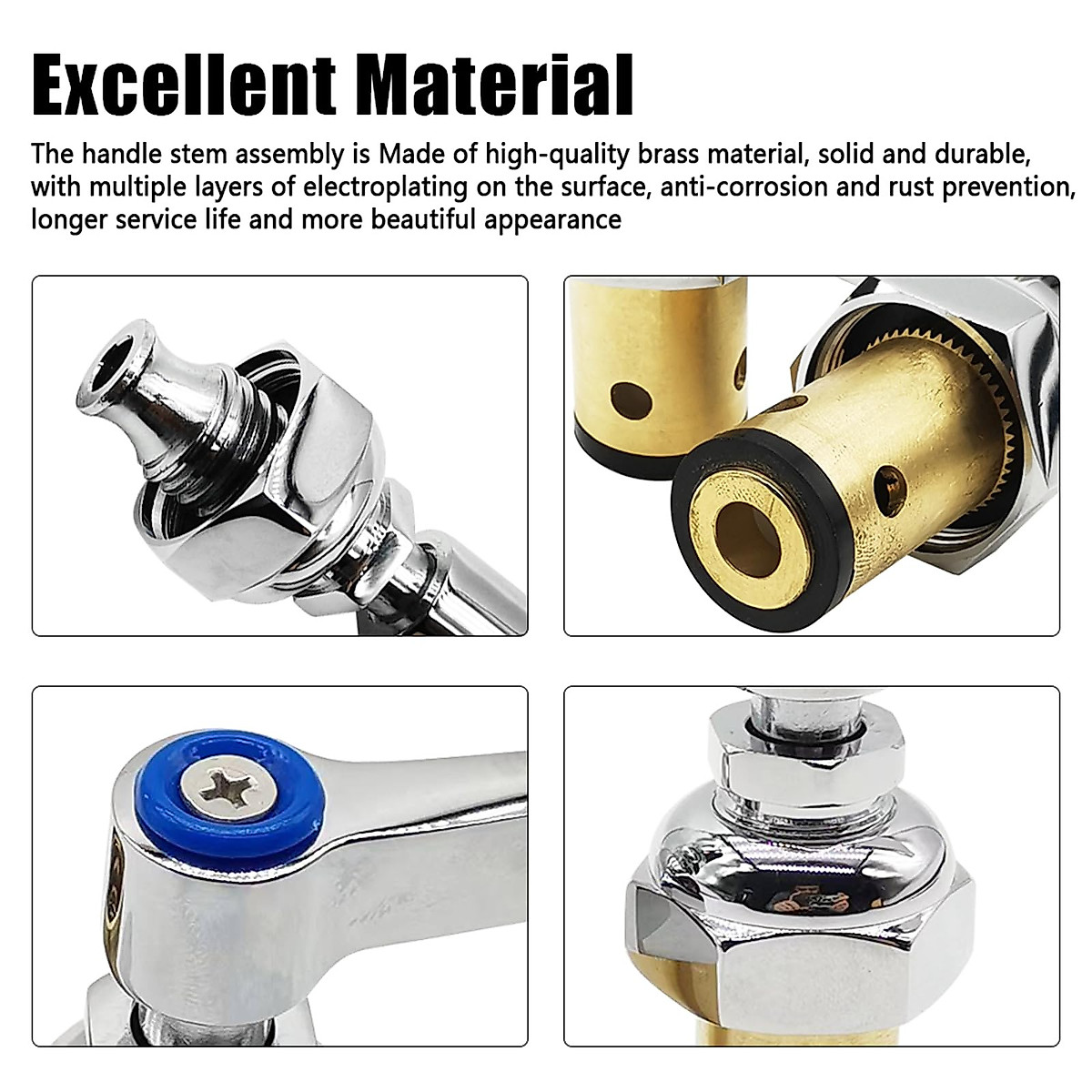 Meyffon Handle Stem Assembly Hot & Cold Compatible with T&S Brass Faucets Replace 002714-40 002713-40 Spindle Assembly for Eterna Valve Replacement